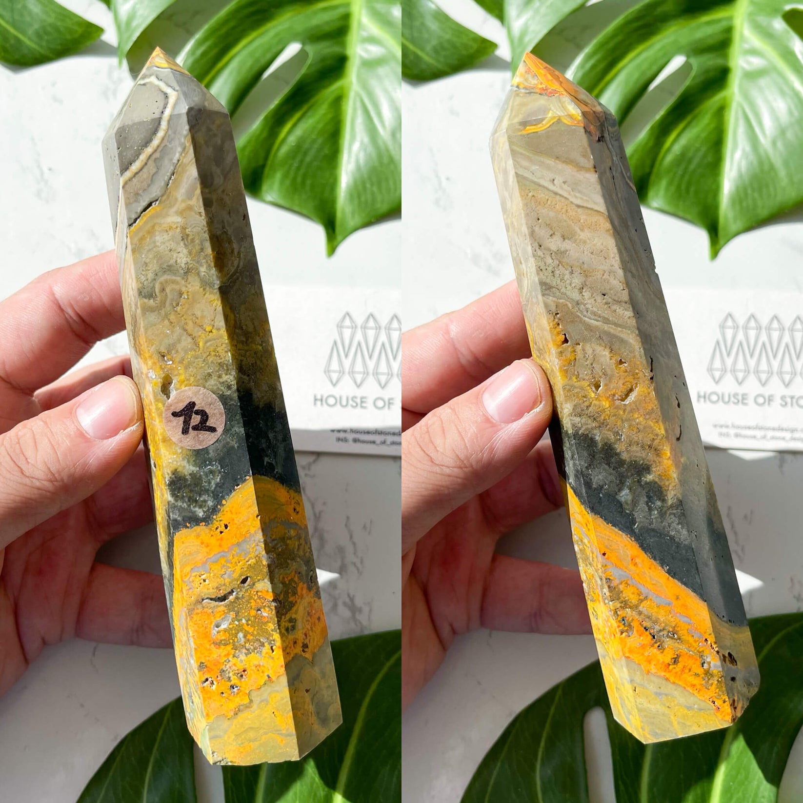Large Bumblebee Jasper Point Tower/Natural Bumblebee Jasper Crystal To – House of stone