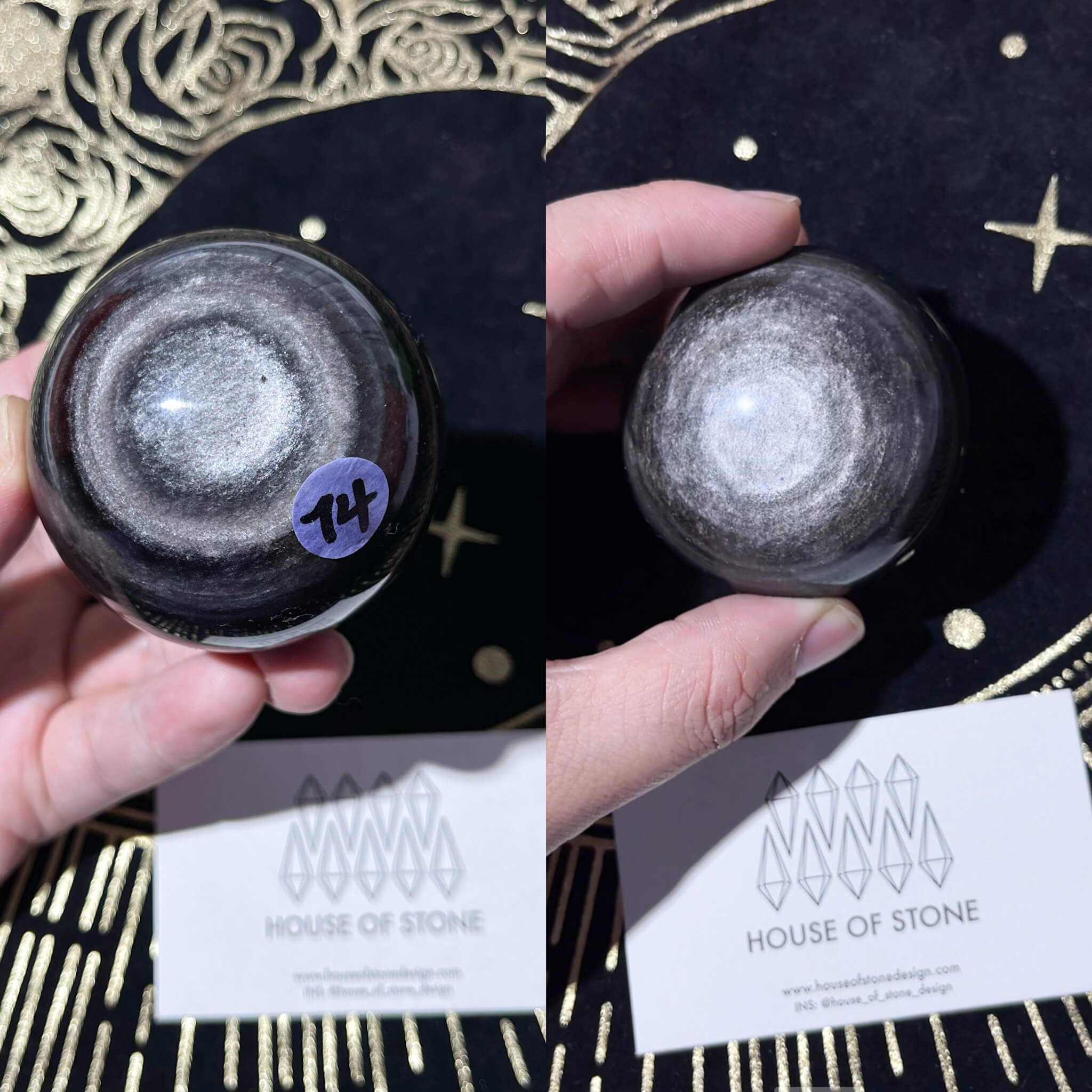 Natural Rare Silver Sheen Obsidian/Large Silver Obsidian Gemstone Sphe ...