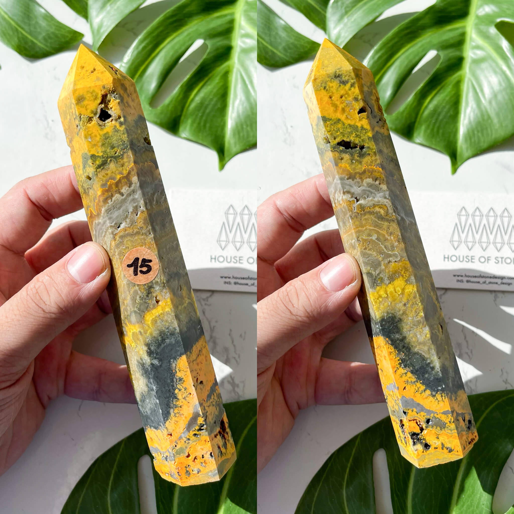 Large Bumblebee Jasper Point Tower/Natural Bumblebee Jasper Crystal To ...