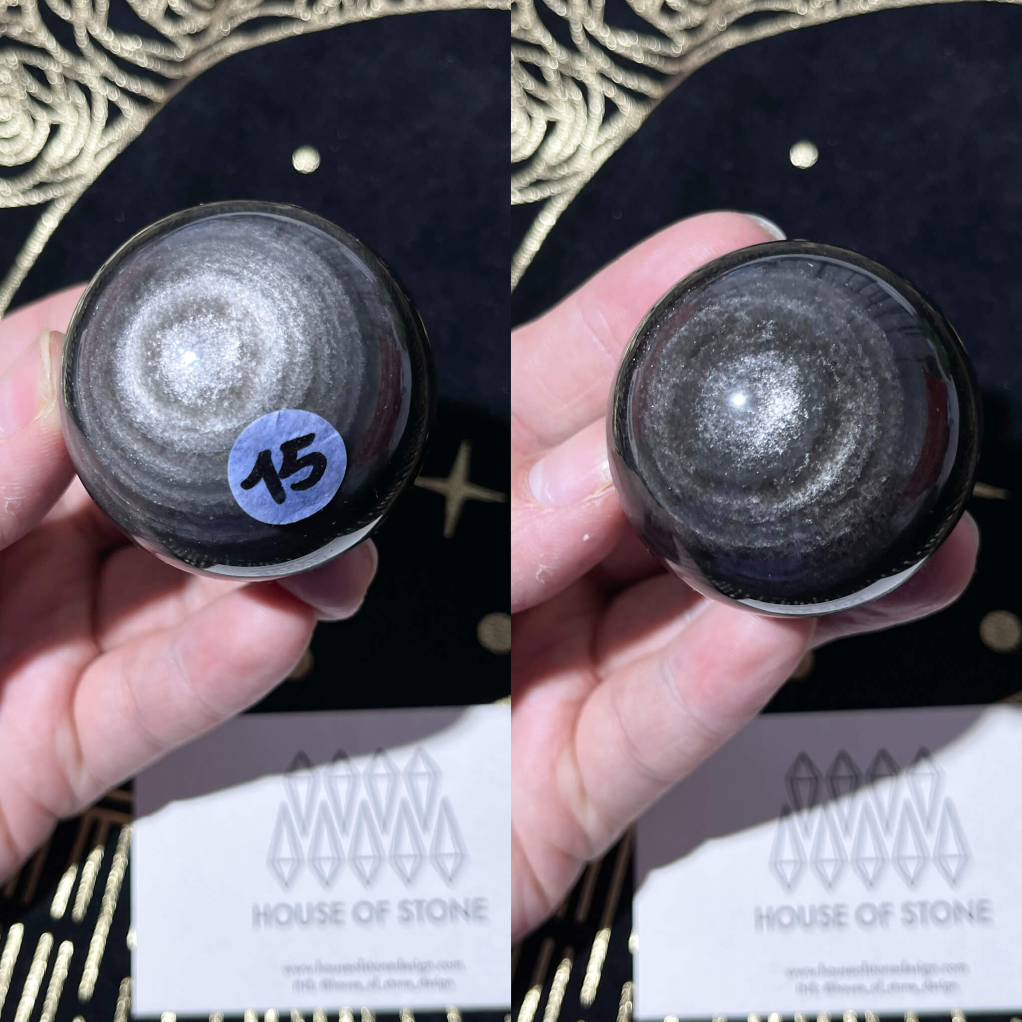 Natural Rare Silver Sheen Obsidian/Large Silver Obsidian Gemstone Sphe ...