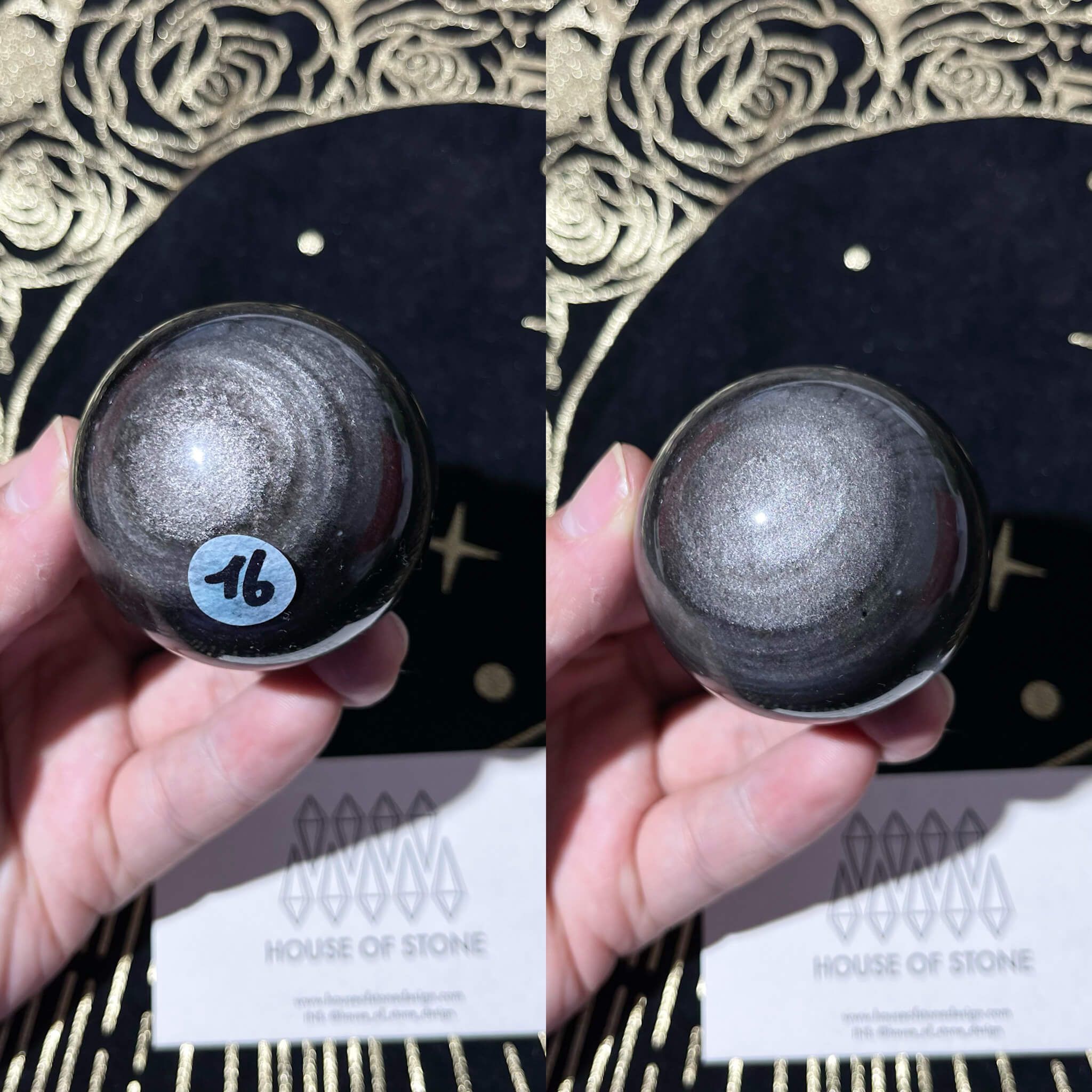 Natural Rare Silver Sheen Obsidian/Large Silver Obsidian Gemstone Sphe ...