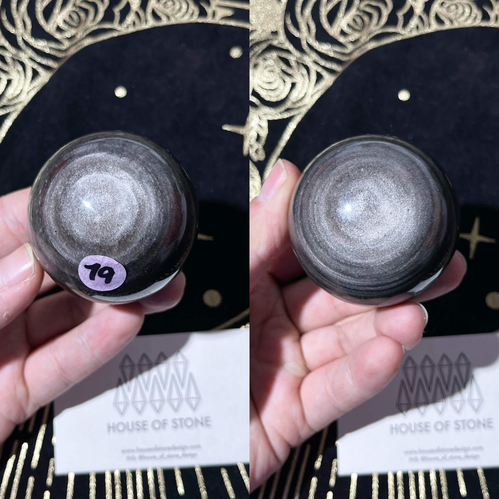 Natural Rare Silver Sheen Obsidian/Large Silver Obsidian Gemstone Sphe ...