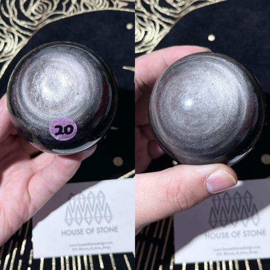 Natural Rare Silver Sheen Obsidian/Large Silver Obsidian Gemstone Sphe ...