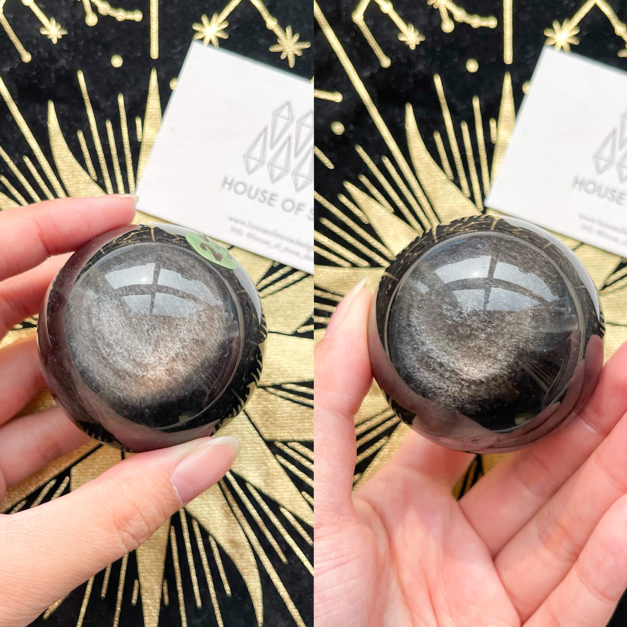 Natural Rare Silver Sheen Obsidian/Large Silver Obsidian Gemstone Sphe ...