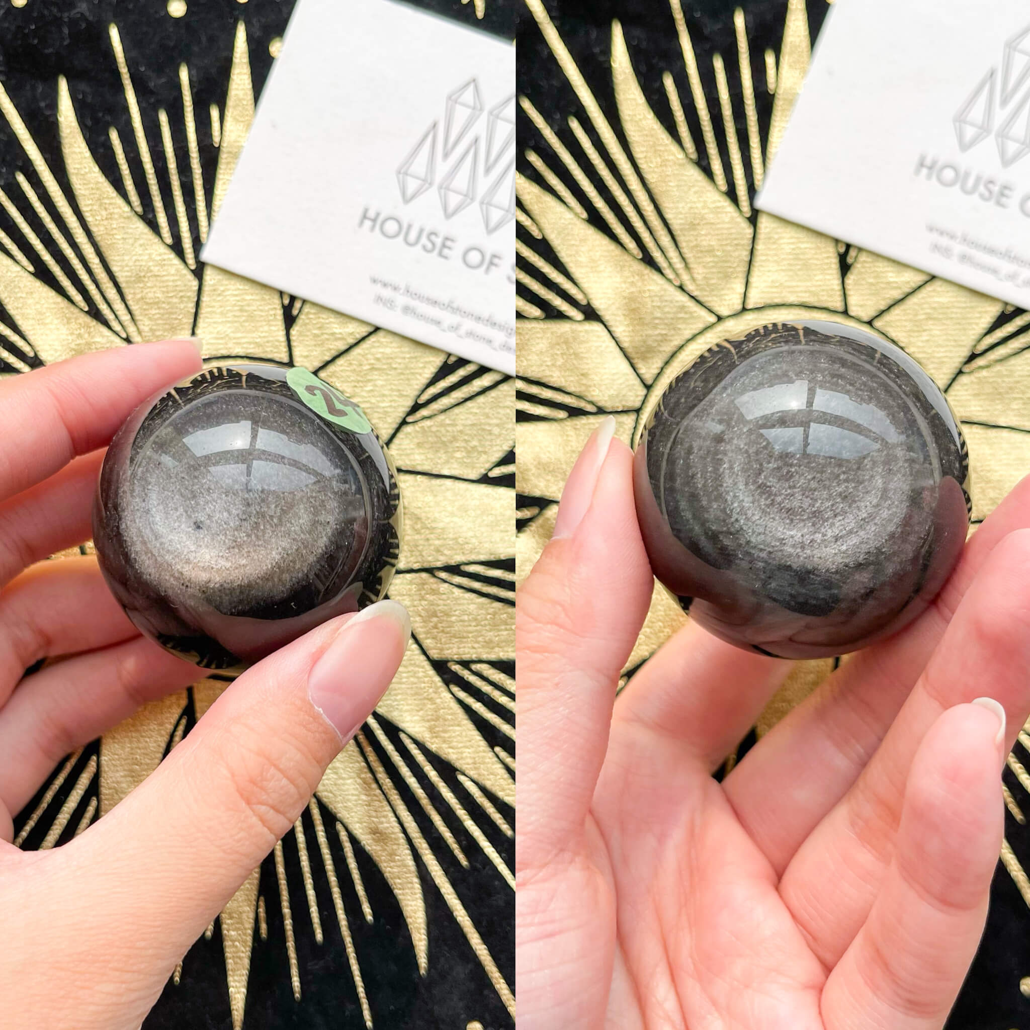 Natural Rare Silver Sheen Obsidian/Large Silver Obsidian Gemstone Sphe ...