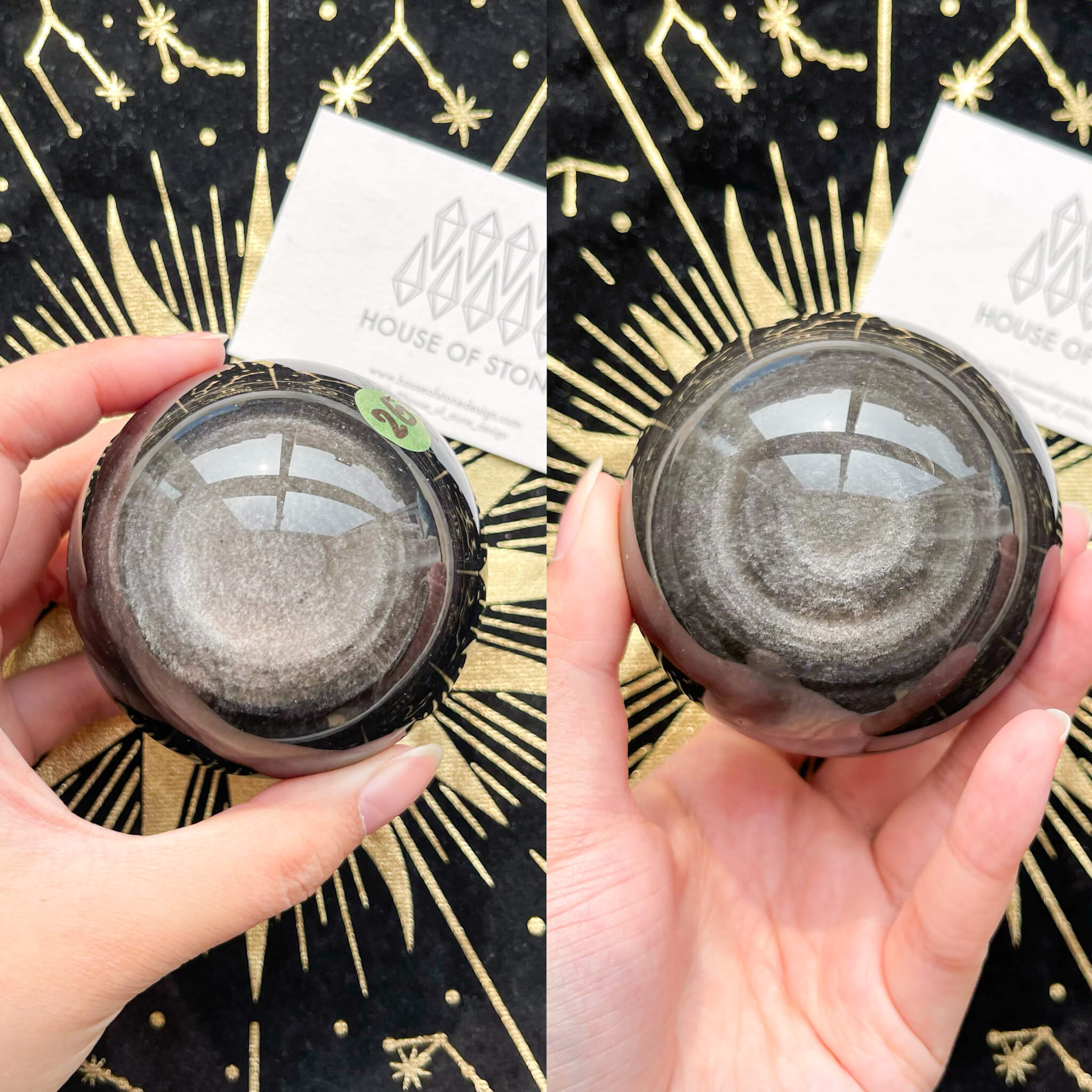 Natural Rare Silver Sheen Obsidian/Large Silver Obsidian Gemstone Sphe ...