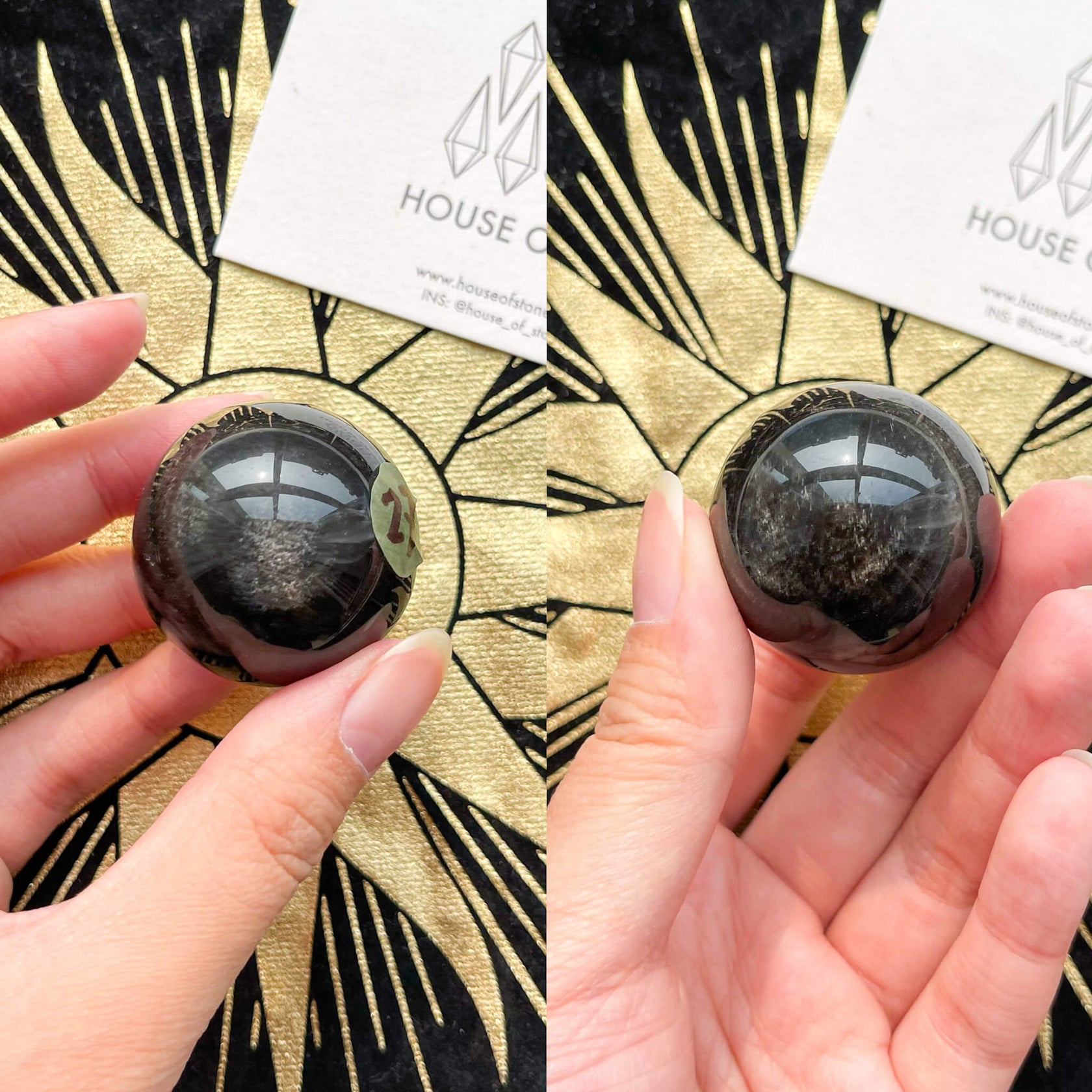 Natural Rare Silver Sheen Obsidian/Large Silver Obsidian Gemstone Sphe ...