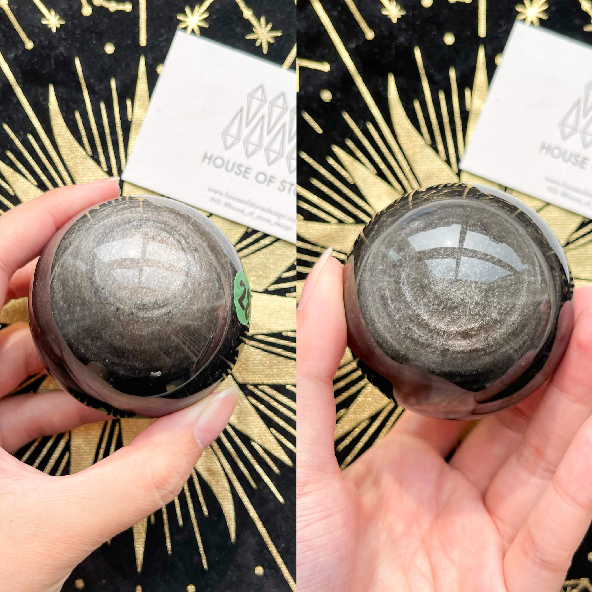 Natural Rare Silver Sheen Obsidian/Large Silver Obsidian Gemstone Sphe ...