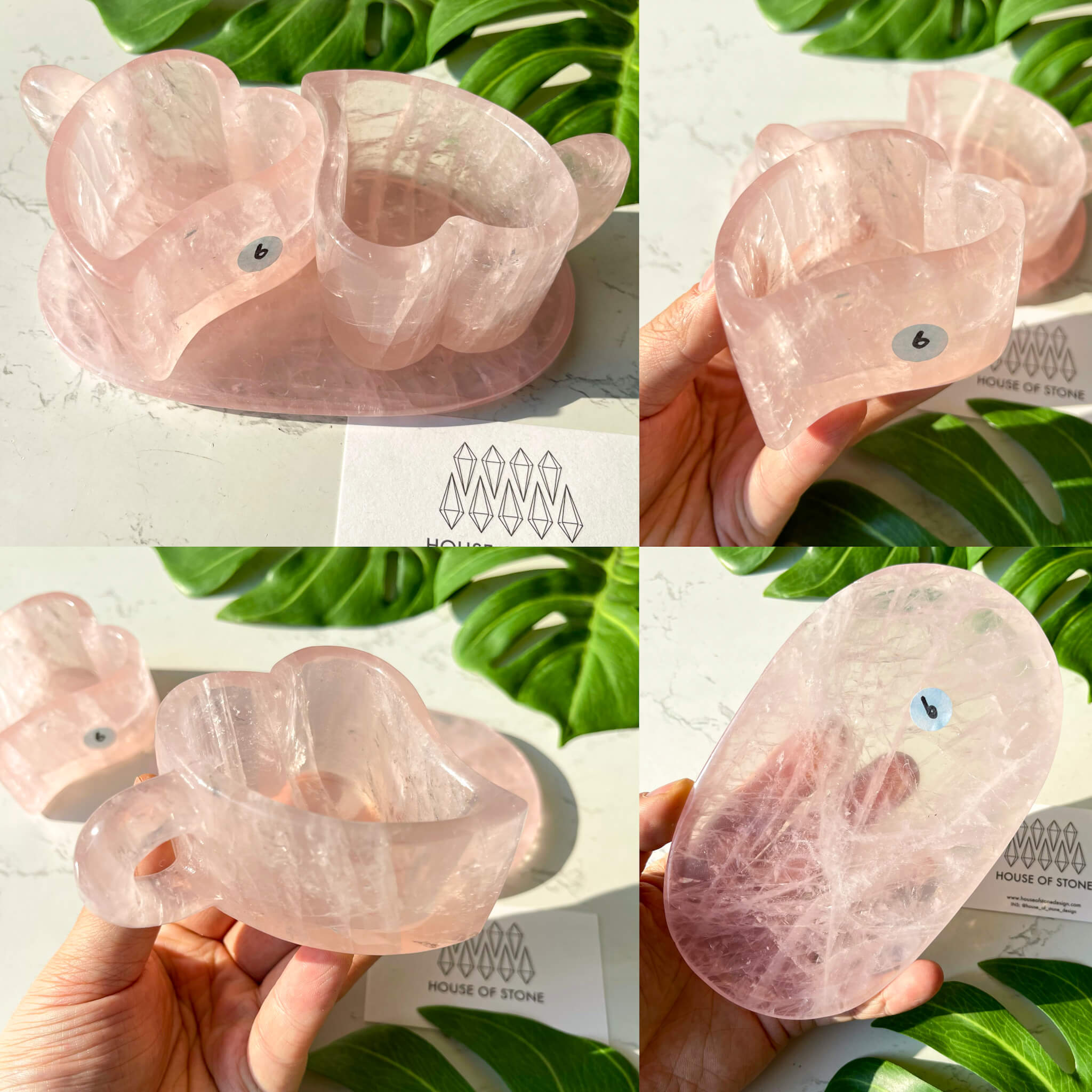 Natural Rose Quartz Cups With Coaster/Hand Carved Rose Quartz Mug/Crys ...