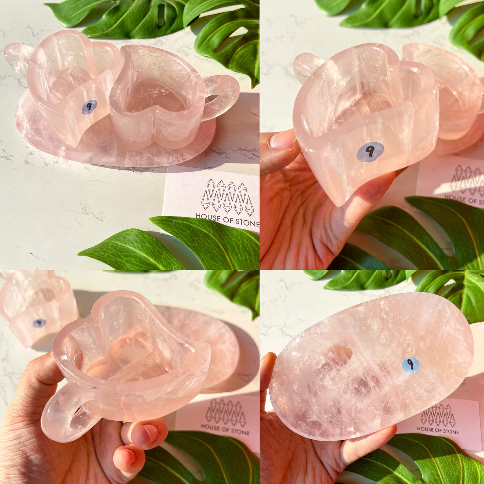 Natural Rose Quartz Cups With Coaster/Hand Carved Rose Quartz Mug/Crys ...