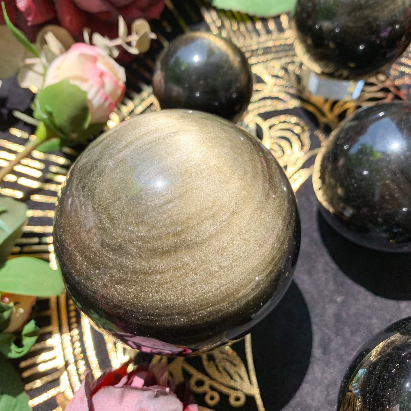Natural Rare Gold Sheen Obsidian/Large Gold Obsidian Sphere/AAA – House ...