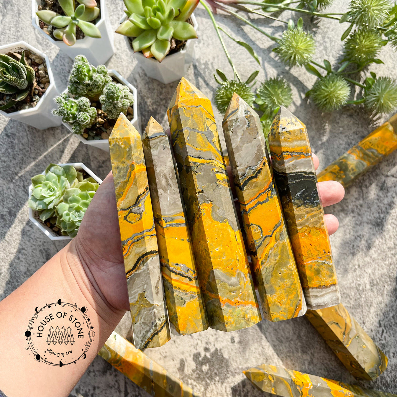 Large Bumblebee Jasper Point Tower/Natural Bumblebee Jasper Crystal To – House of stone