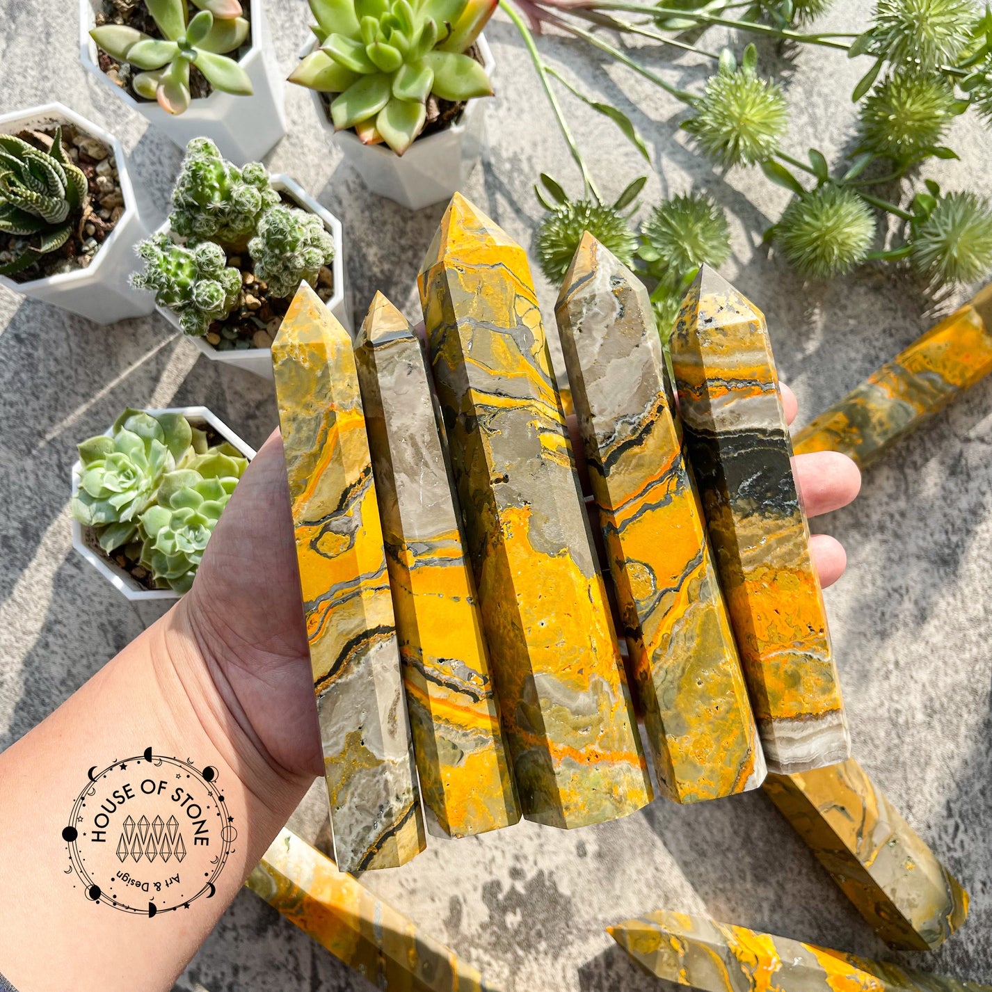 Large Bumblebee Jasper Point Tower/Natural Bumblebee Jasper Crystal To ...