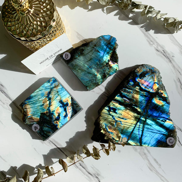 Large Labradorite Slab/Rainbow Flash Labradorite/Natural Labradorite P ...